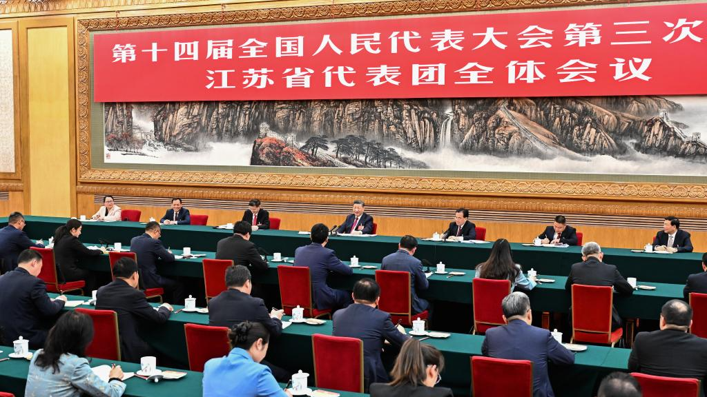 Си Цзиньпин принял участие в дискуссии делегации пров Цзянсу в рамках сессии ВСНП Cgtn на русском